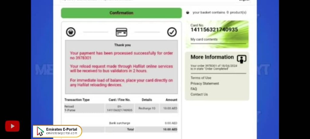 Hafilat Card Recharge Online - Emirates E-Portal