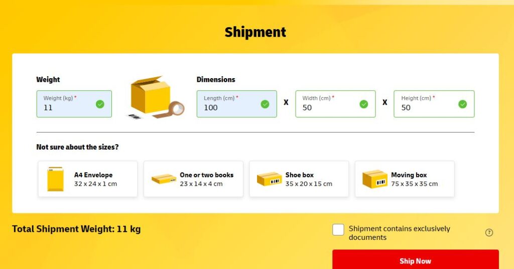 DHL Prices Per KG 2026 - Emirates E-Portal