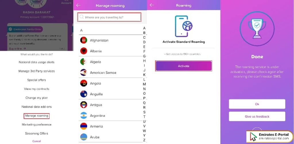 How to Activate International Roaming on Du Prepaid? - Emirates E-Portal