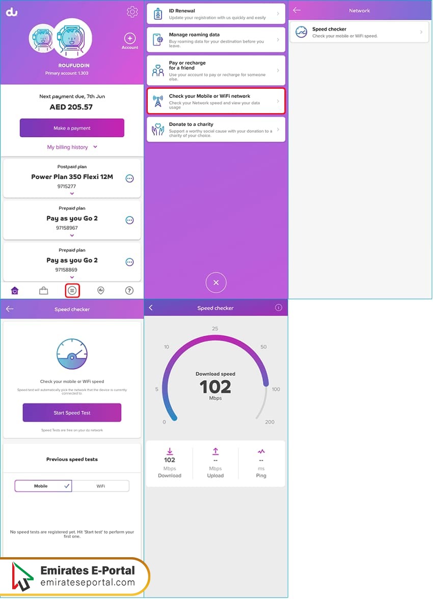 Du Internet Speed Test - Emirates E-Portal