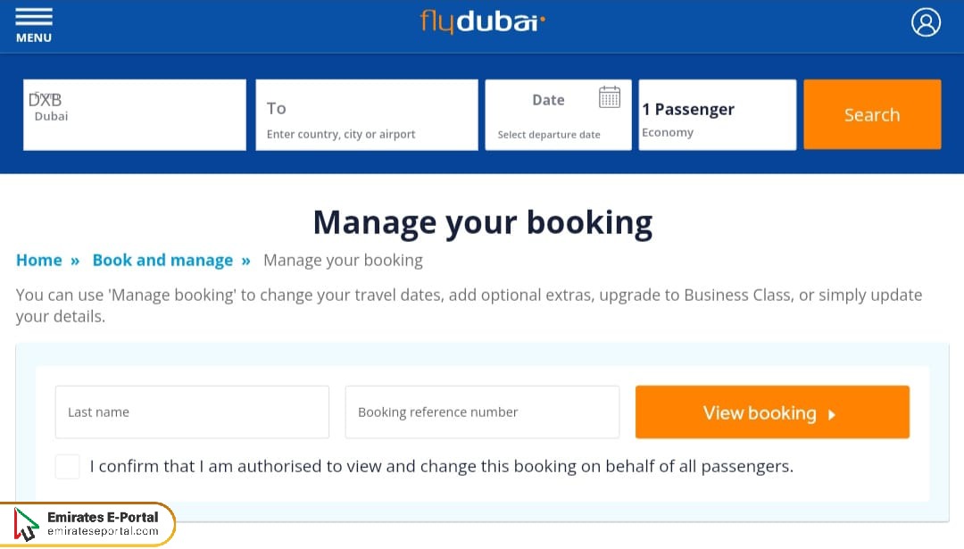 Flydubai Manage Booking Online - Emirates E-Portal