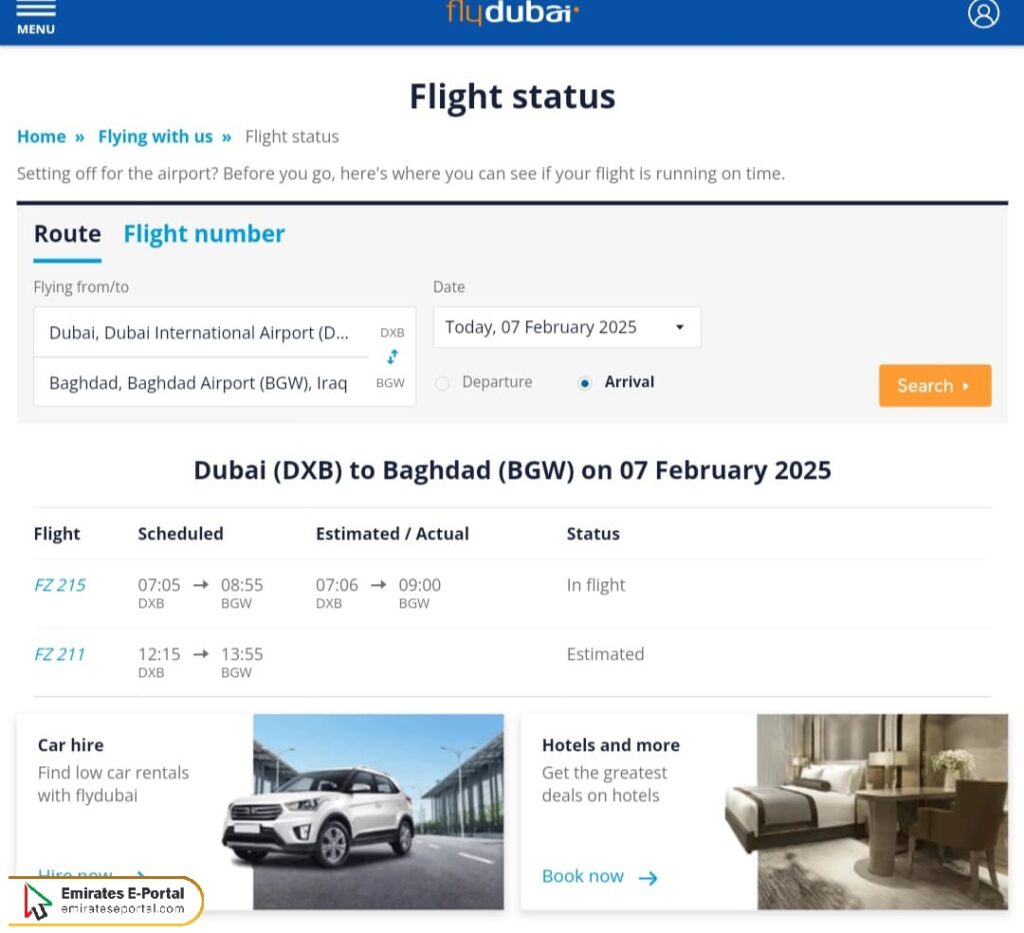 Flydubai Flight Status Today Arrivals - Emirates E-Portal