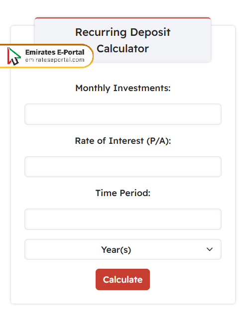 Recurring Deposit Calculator UAE – Estimate Returns Instantly